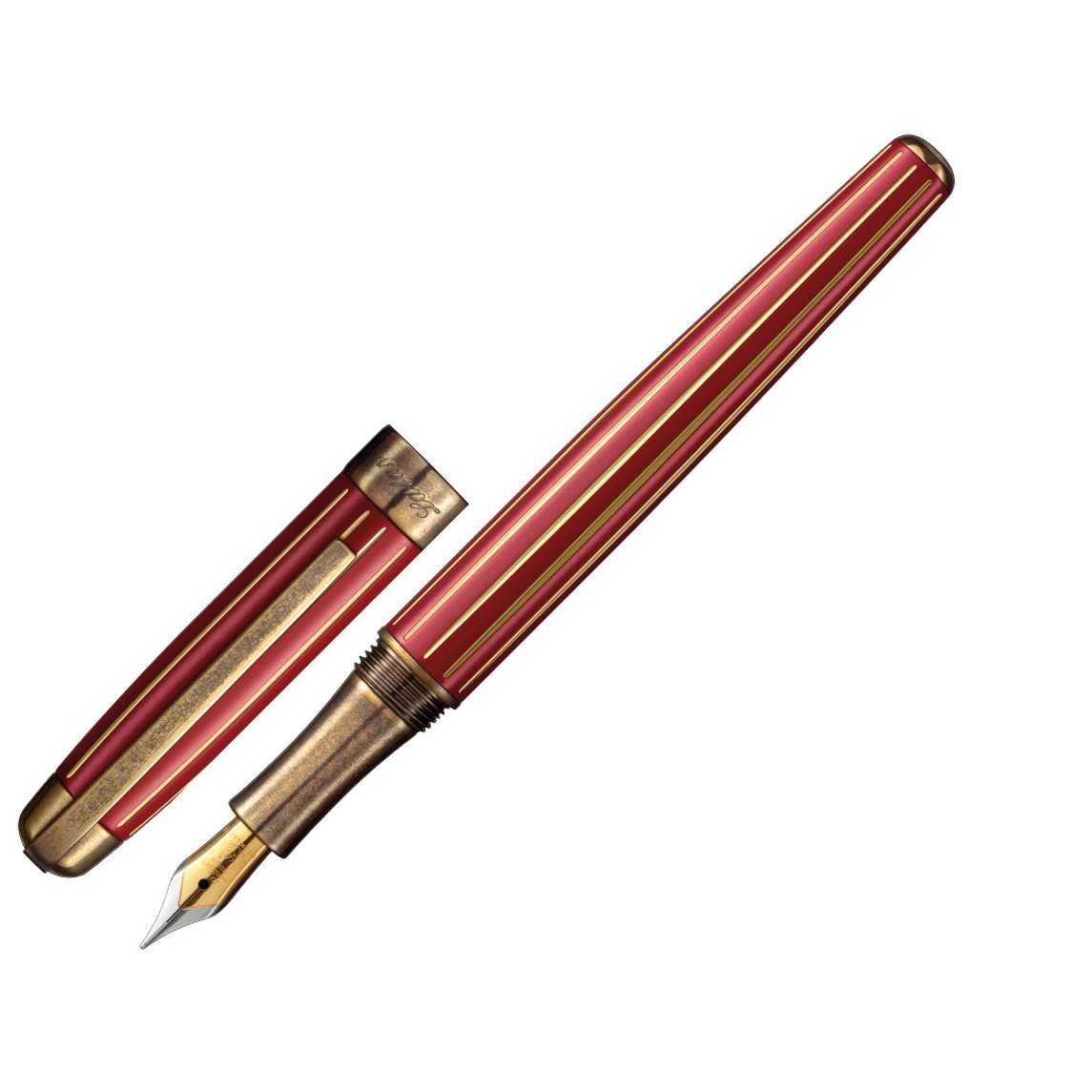 Laban Antique II Brass Red Dolma Kalem M Uç - engkalem.com